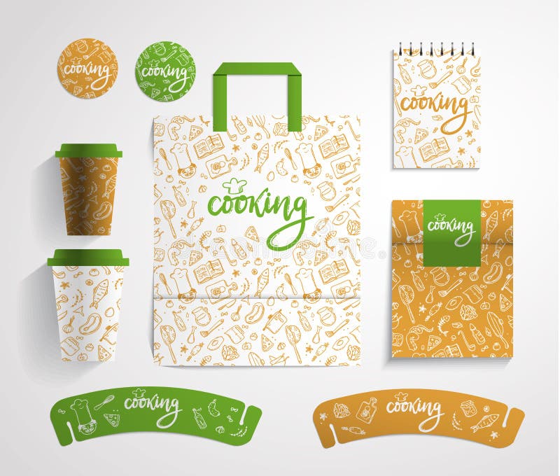 Home Bakery Identity Design with Food Pattern, Vector Illustration ...