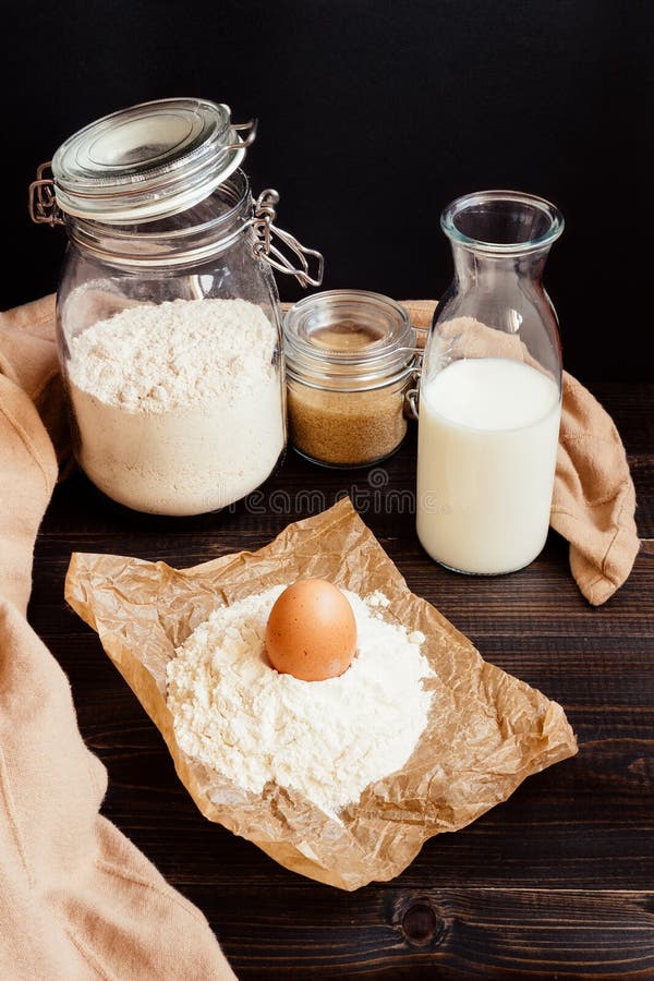Home Baking. Baking Ingredients on the Wooden Table Stock Image - Image ...