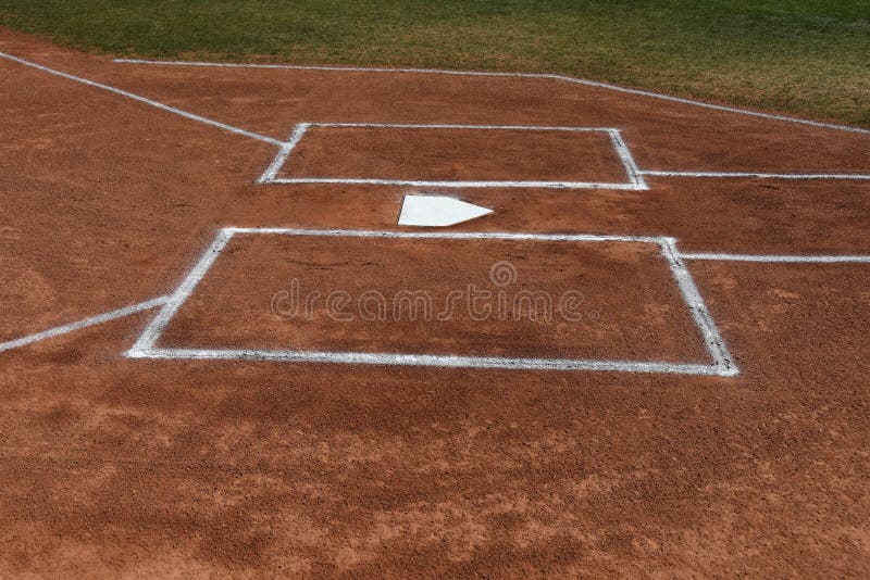Baseball Home Plate and Batters Box Stock Photo - Image of ball ...