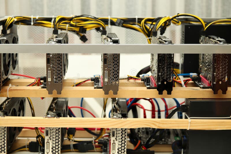 Home Mining Farm for Bitcoin and Cryptocurrency Money. GPUVideo Stock ...