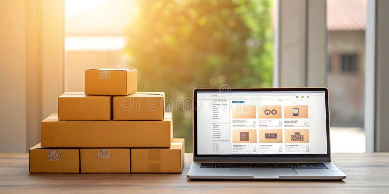 Home-based Entrepreneur Manages Online Orders, Preparing Packages for ...