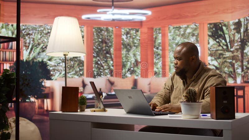 Home Based Entrepreneur Using Laptop for Online Trading and Project ...