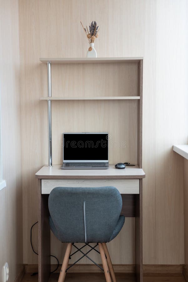 Home Based Office with it Equipment. Table, Chair, Laptop, Mouse ...