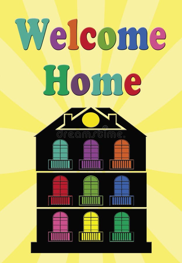 Desenhos Home Bem-vindos Com Fundo Brilhante Ilustração Stock ...