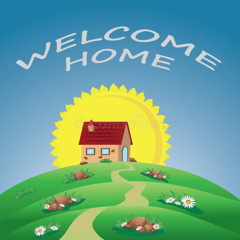 HOME bem-vinda ilustração stock. Ilustração de real, grama - 77641588