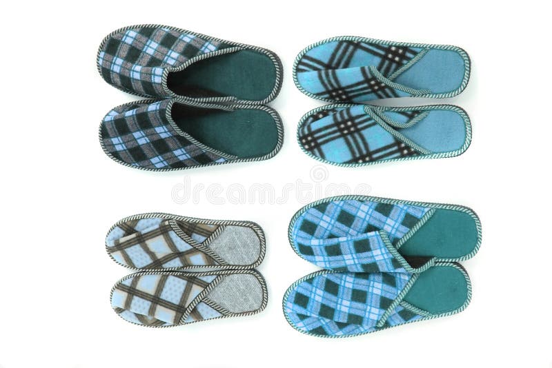 Home blue slippers stock image. Image of isolated, four - 87845699