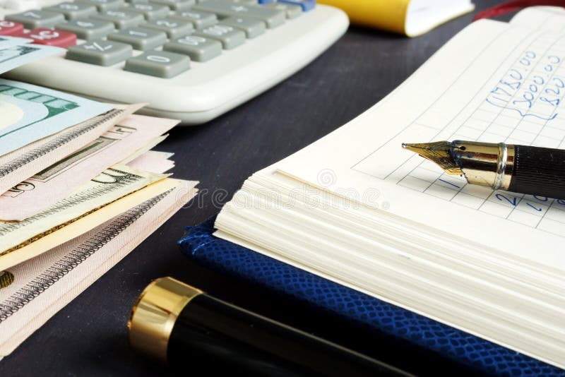 Money on Top of Notepad and daily Routine Stock Image - Image of ...