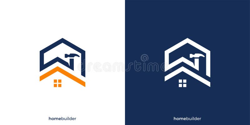 Creative Home Build Logo. House Construction, Hammer Tool and Home with ...