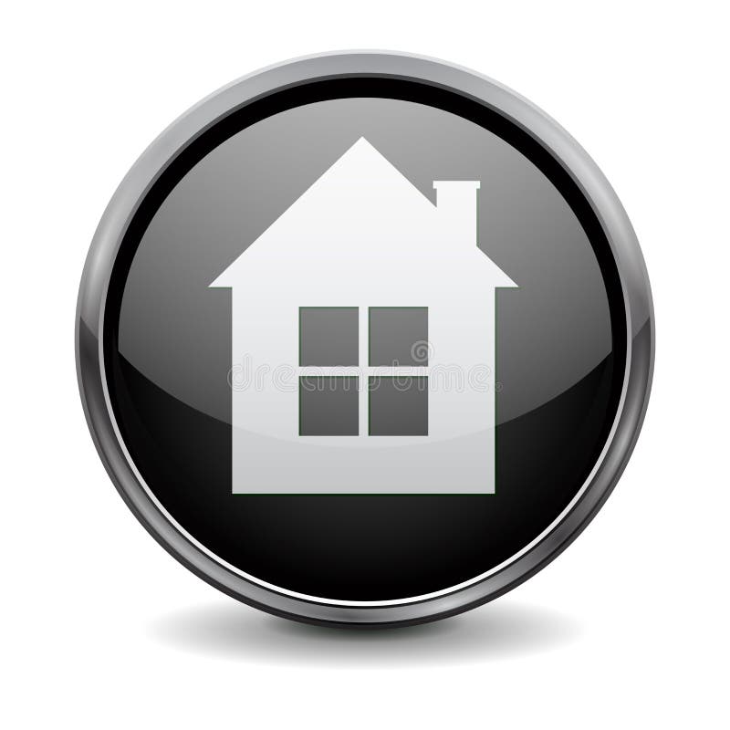 Home Button. Black Glass 3d Icon with Metal Frame Stock Vector ... Home Button. Black Glass 3d Icon with Metal Frame Stock Vector ...