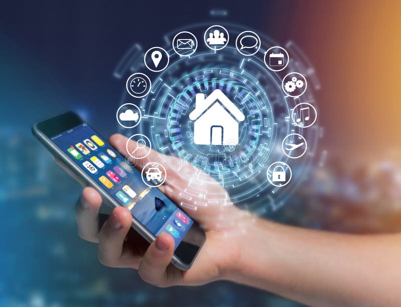 Home Button of a Technology Interface Surrounded by Application Stock ...