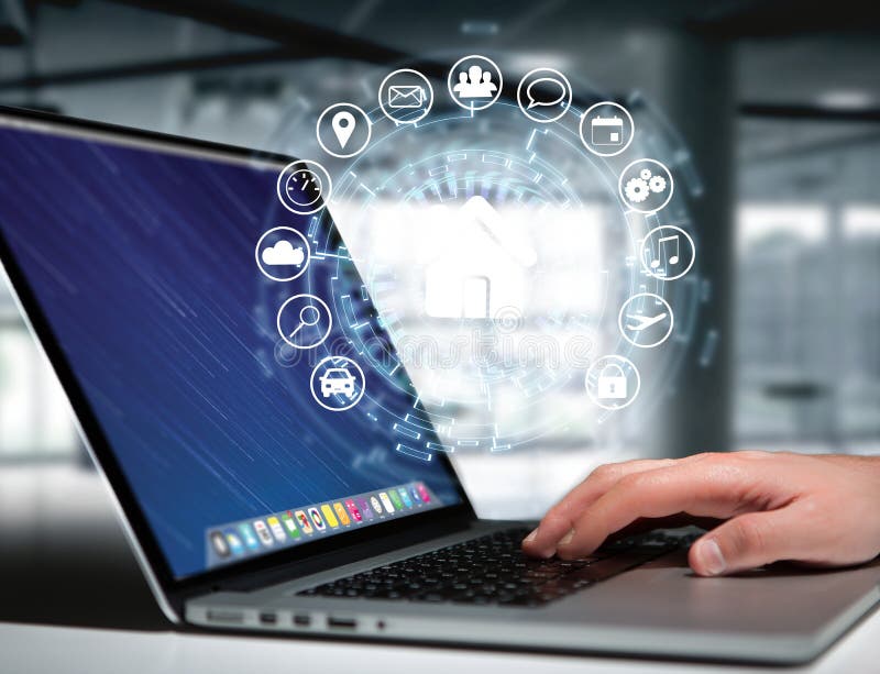 Home Button of a Technology Interface Surrounded by Application Stock ...