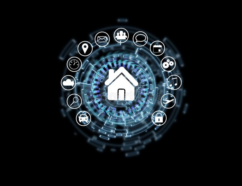 Home Button of a Technology Interface Surrounded by Application Stock ...
