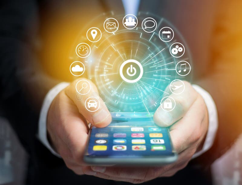 Home Button of a Technology Interface Surrounded by Application Stock ...