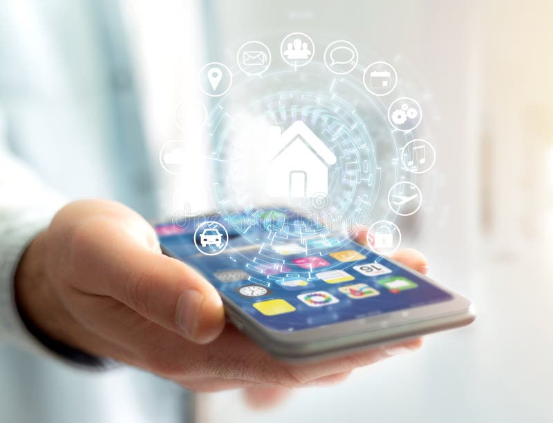 Home Button of a Technology Interface Surrounded by Application Stock ...