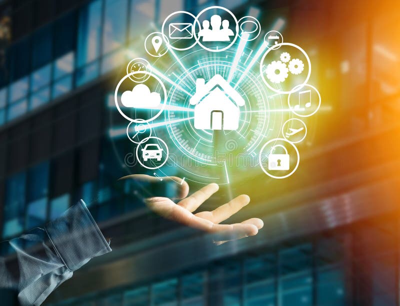 Home Button of a Technology Interface Surrounded by Application Stock ...