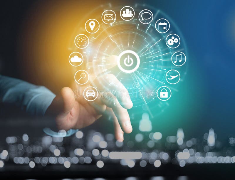 Home Button of a Technology Interface Surrounded by Application Stock ...