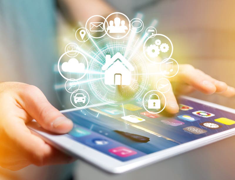 Home Button of a Technology Interface Surrounded by Application Stock ...