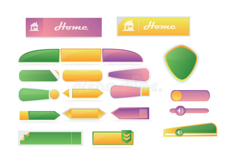 Home buttons stock vector. Illustration of bright, label - 19843980