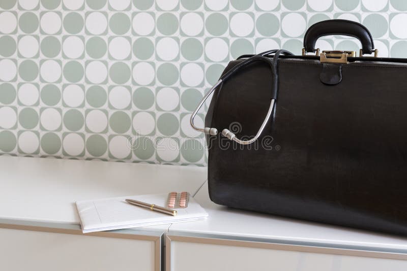 Home Call, Doctor S Bag with Stethoscope Stock Image - Image of ...