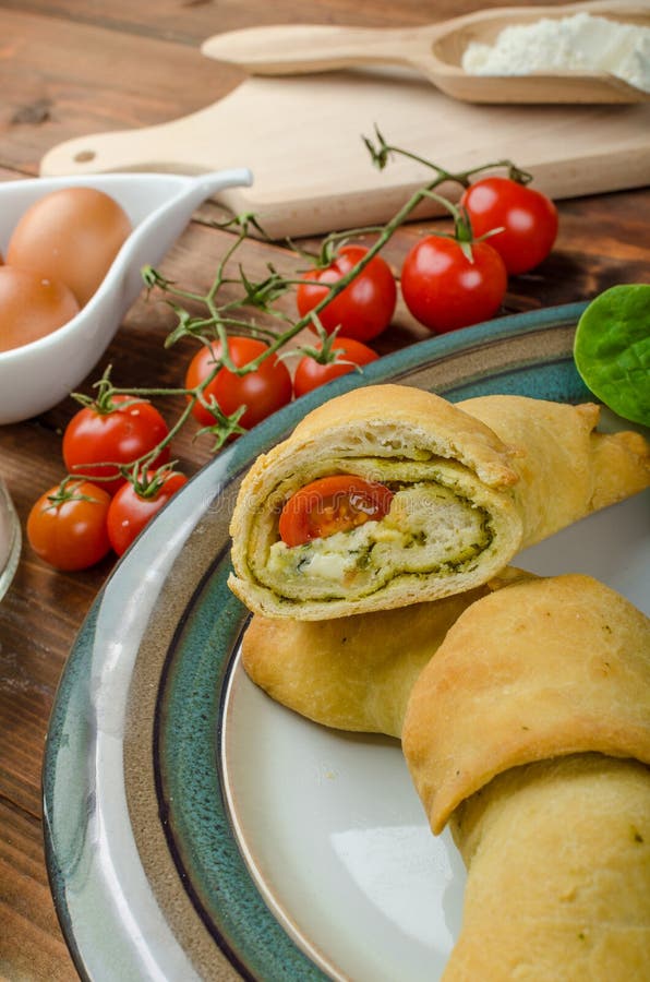 Home calzone rolls stock image. Image of closed, herb - 47826547