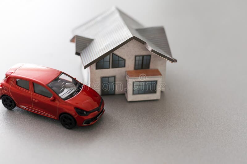 Home and Car Artificial on the Concrete. Stock Image - Image of ...