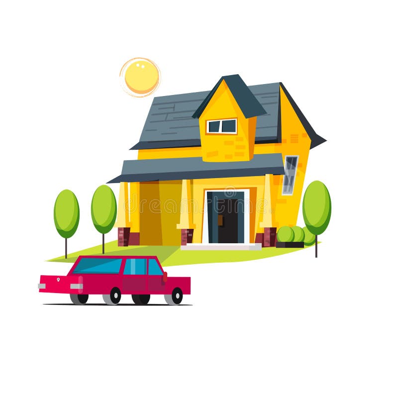 Home and Car. Happy Family - Stock Illustration - Illustration of blue ...