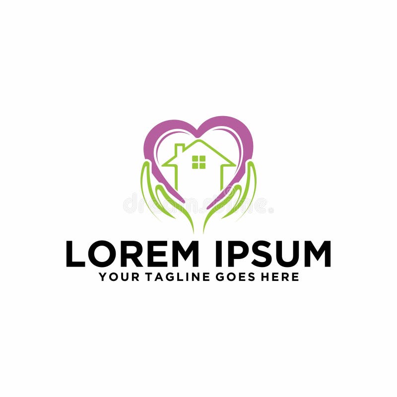 Home Care heart Love logo stock illustration. Illustration of hand ...