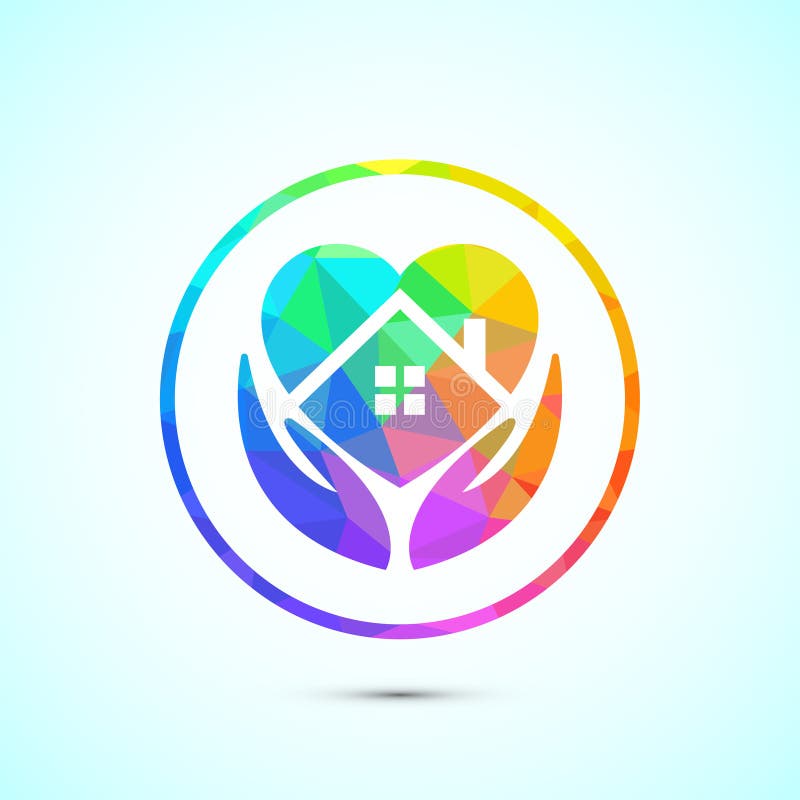 Home Care Icon Design Illustration, House Care Logo Icon Low Poly Style ...