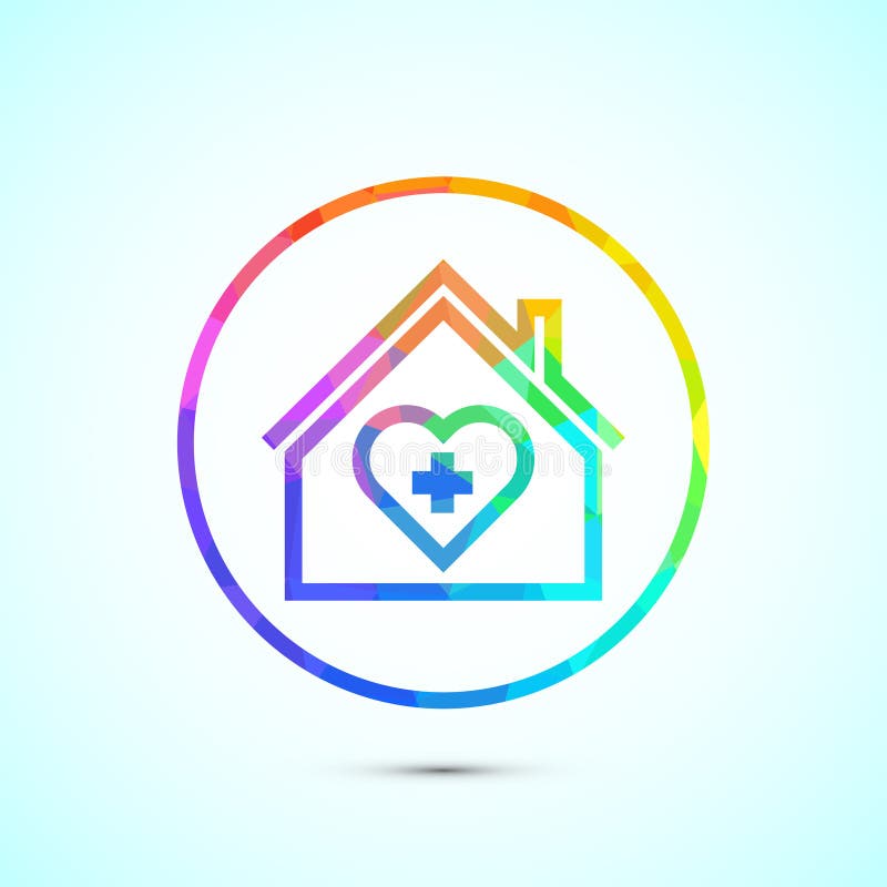 Home Care Icon Design Illustration, House Care Logo Icon Low Poly Style ...