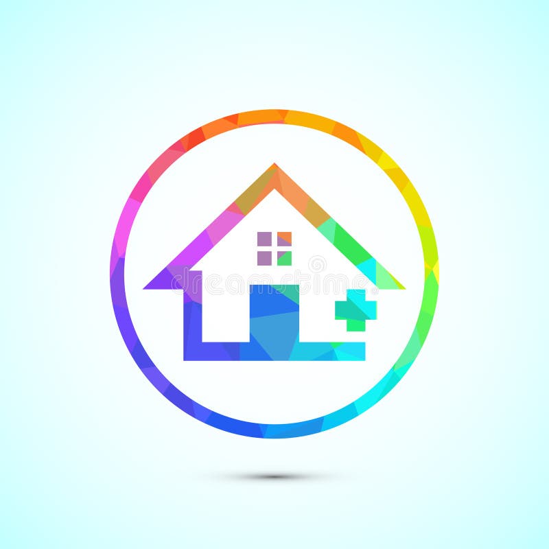 Home Care Icon Design Illustration, House Care Logo Icon Low Poly Style ...