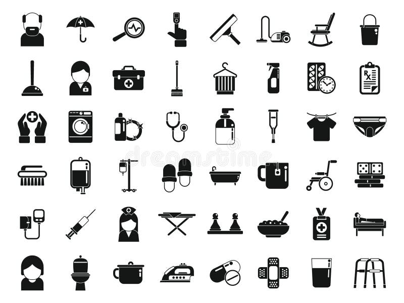 Home Care Services Icons Set Simple Vector. Care Senior Stock ...