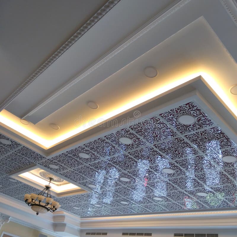 Home Ceiling Design with Dim Light Stock Image - Image of ceiling ...