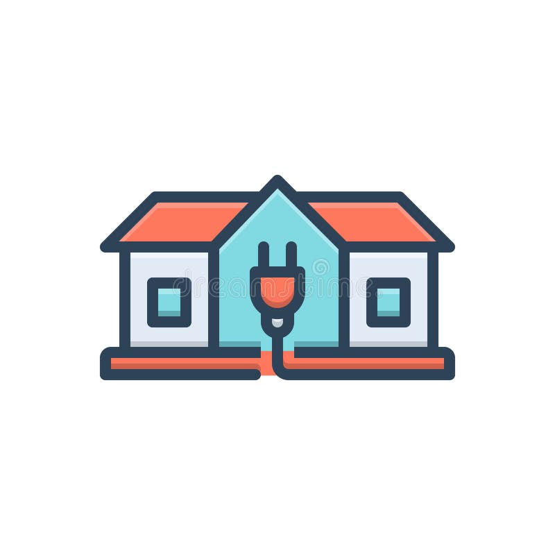 Color Illustration Icon for Home Charging, Home and Connector Stock ...