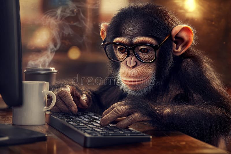 At Home, a Chimpanzee is Working and it Also Spends Time Studying in ...