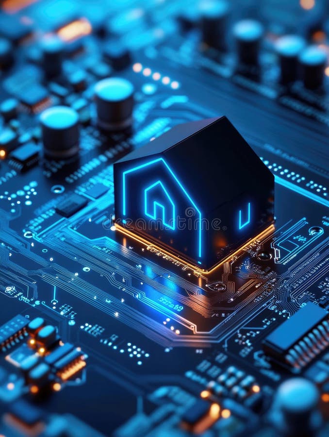Home in Chip: the Future of Real Estate in Technology Stock Photo ...