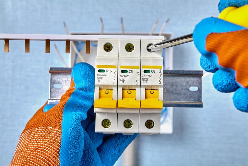 Home circuit breaker setup stock image. Image of electrician - 161112797