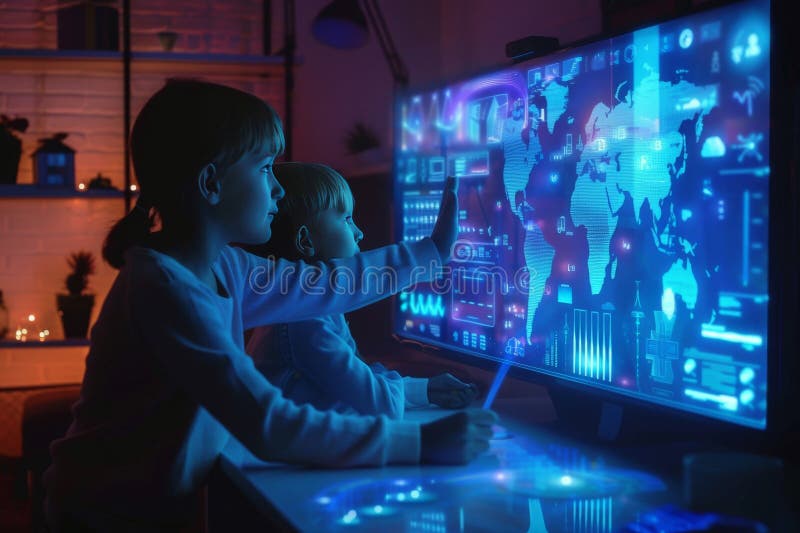 Home Classroom with Interactive Holographic Learning Tools Stock ...