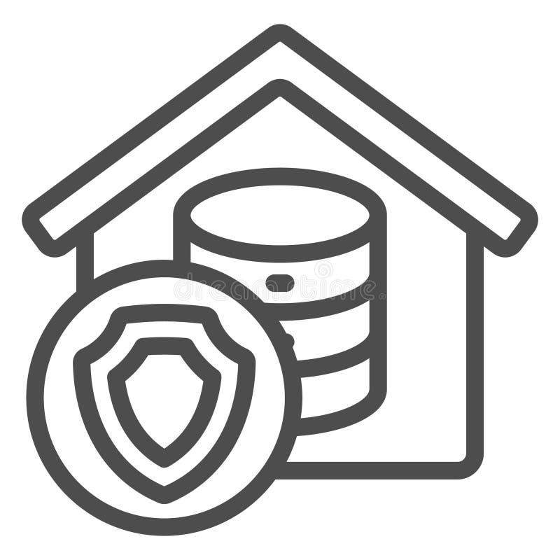 Home Cloud Storage Line Icon, Data Protection Concept. Vector Graphics ...