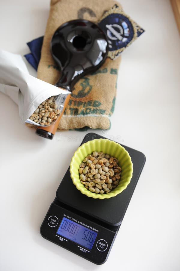 Home Coffee Roasting. Handle Ceramic Sample Roaster Stock Photo - Image ...