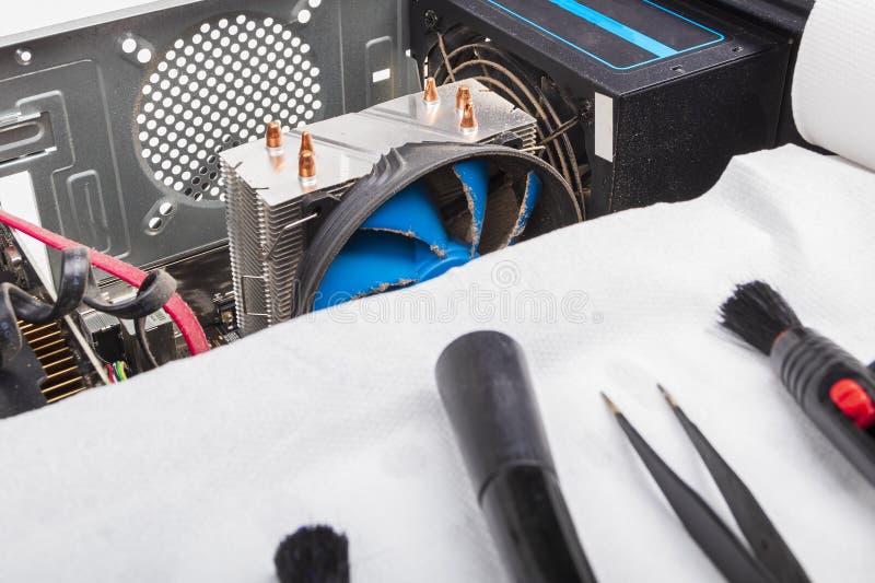 The Home Computer is Covered in Dust. Cable in the Mud. Concept ...