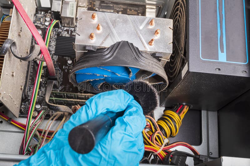 The Home Computer is Covered in Dust. Cable in the Mud. Concept ...