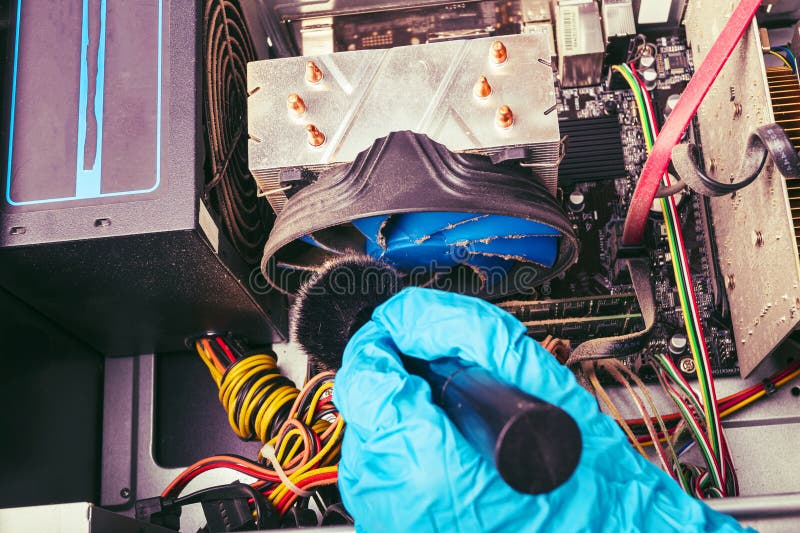 The Home Computer is Covered in Dust. Cable in the Mud. Concept ...