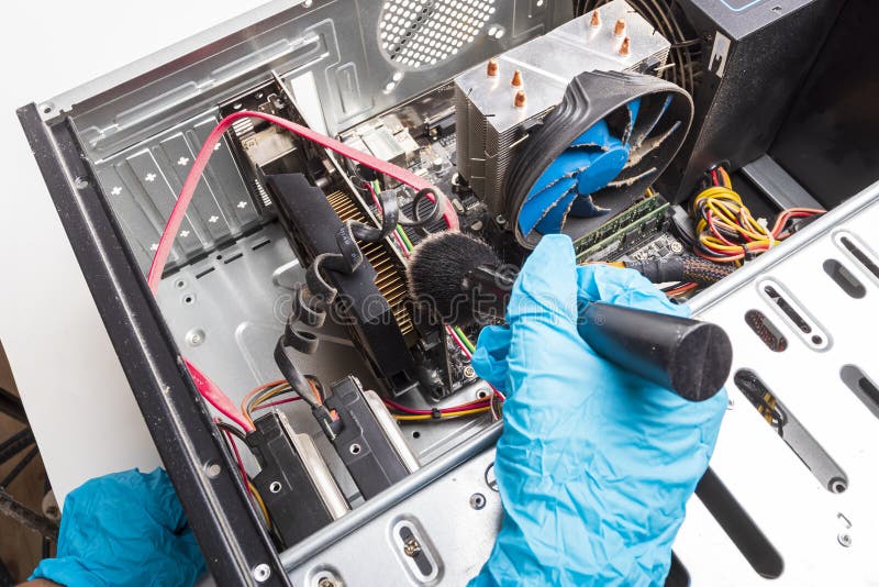 The Home Computer is Covered in Dust. Cable in the Mud. Concept ...