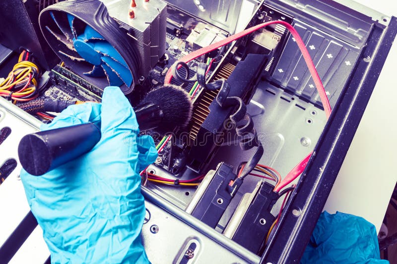 The Home Computer is Covered in Dust. Cable in the Mud. Concept ...