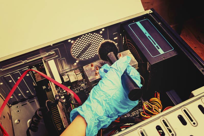 The Home Computer is Covered in Dust. Cable in the Mud. Concept ...