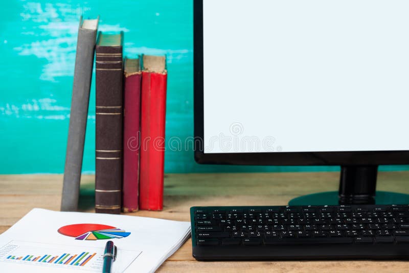 Home Computer on Desk with Props Stock Photo - Image of monitor, table ...