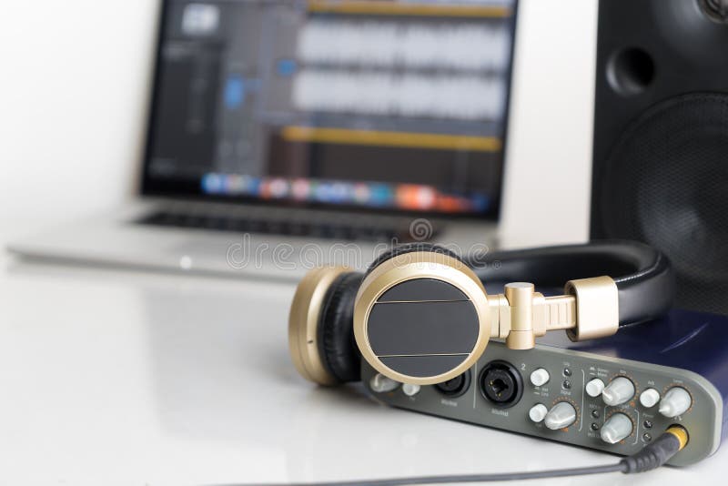 Home Computer Music Studio on Table Stock Image - Image of software ...