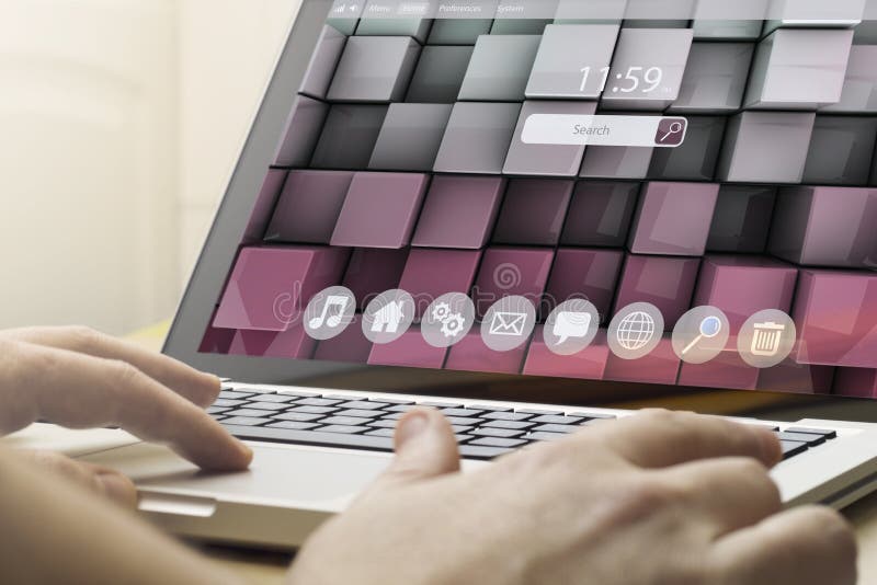 Home Computing Online Marketing Stock Photo - Image of modern, action ...