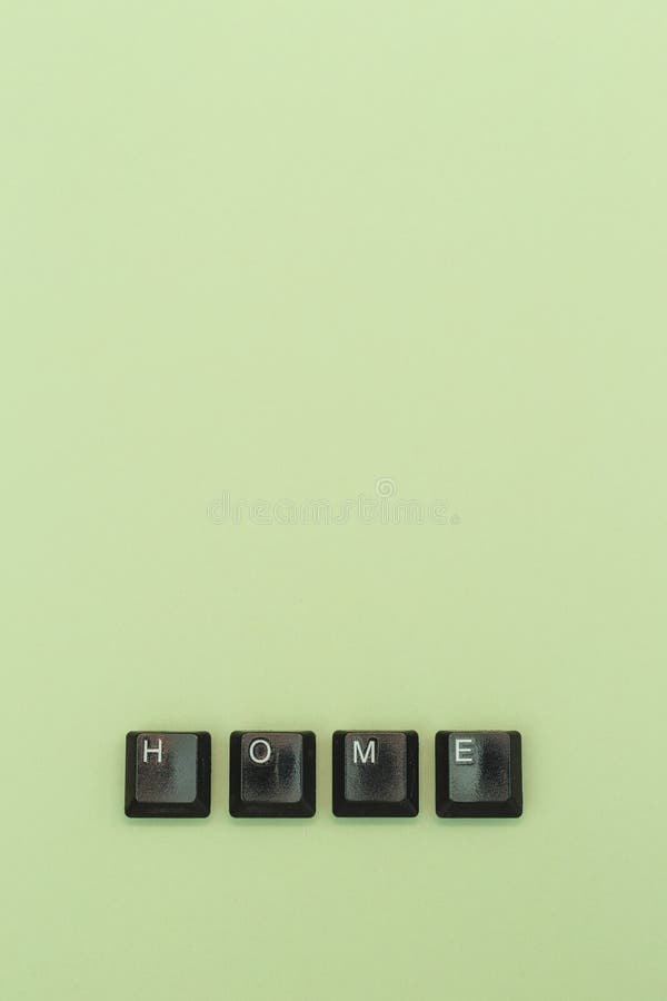 Home Concept with Keyboard Letters on Pink Background. Vertical View ...