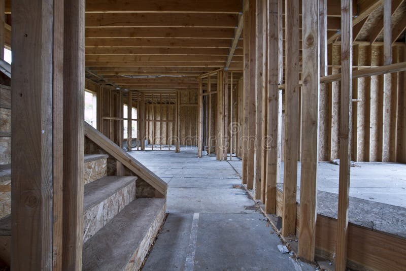 New Home Construction Framing Foyer Area Stock Photo - Image of home ...